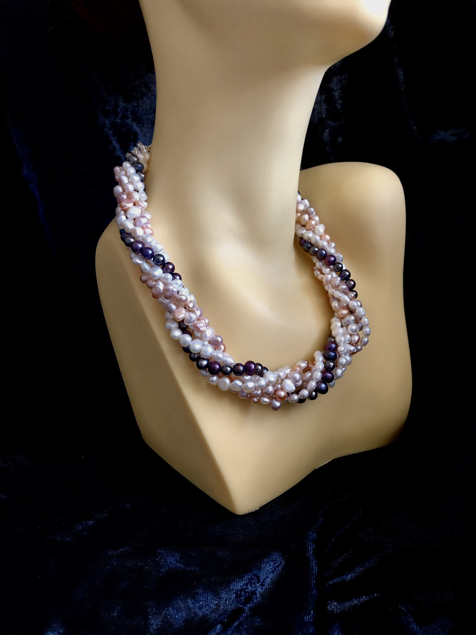 Six Strand Freshwater Pearl Twist Necklace Jewels And Hats